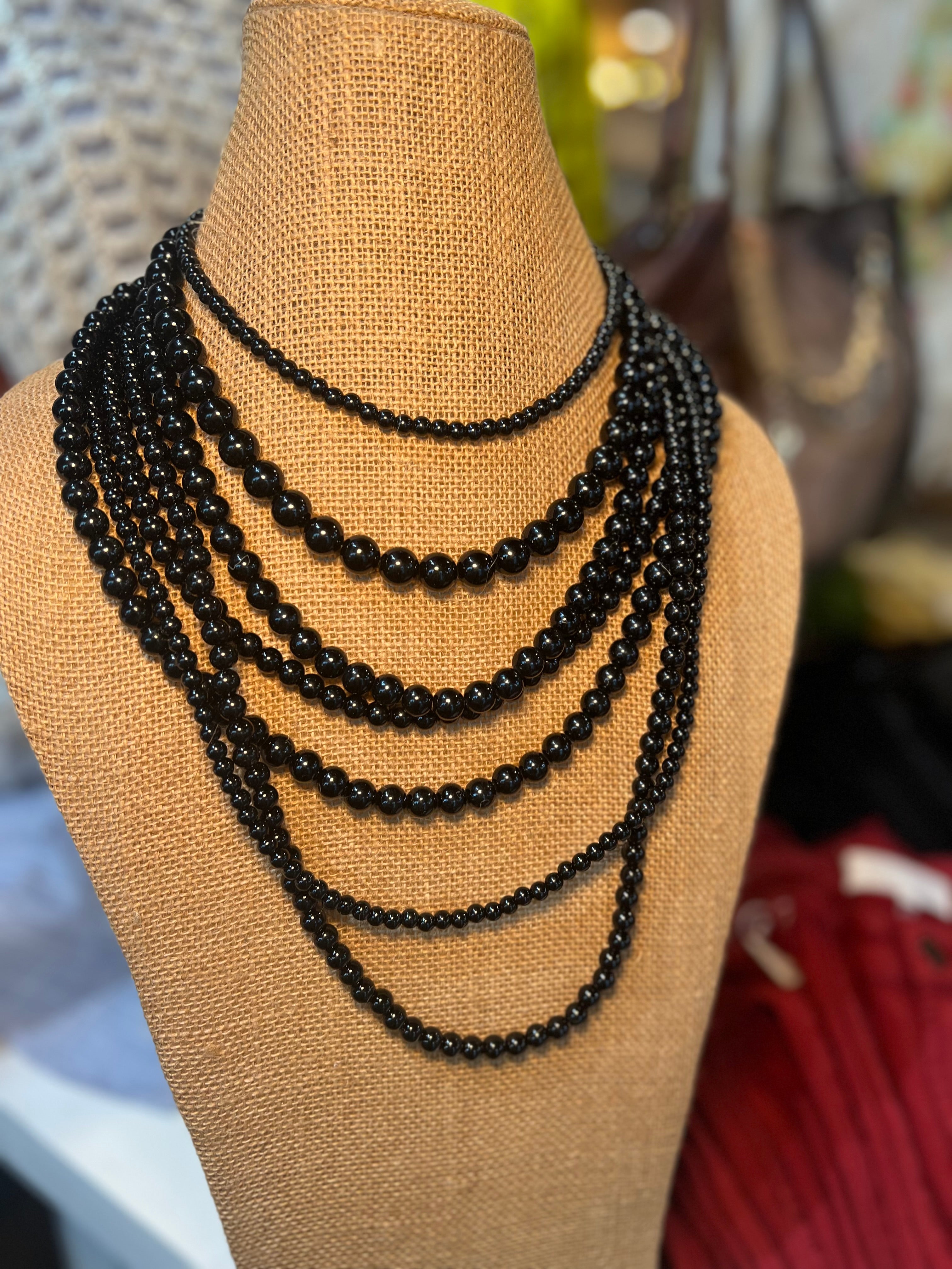 Black Beaded Layered Necklace – Beyond 436 Boutique